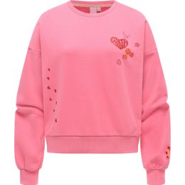 Ragwear Damen Sweater "Wuss PP"pink, Gr. S, Material: 70% Baumwolle, 30% Polyester, Sweatshirts, l&auml;ssiges oversized Damen Sweatshirt mit Print