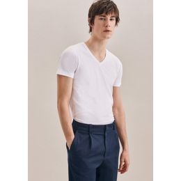 Seidensticker Herren T-Shirt "Schwarze Rose", wei&szlig;, Gr. L, unifarben, 95% Baumwolle, 5% Elasthan, Shirts, 1/2 V-Neck Uni