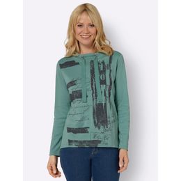 Ambria Damen Sweatshirt, gr&uuml;n, Gr. 36, gemustert, mehrfarbig, 50% Baumwolle, 50% Polyester, Sweatshirts