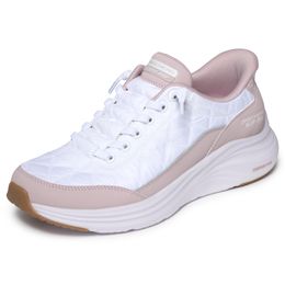 Slip-On Sneaker Skechers "Contour Foam - Cozy Fit", Damen, Gr. 37, wei&szlig;, lavendel, Lederimitat, Textil, Schuhe Slip-On Sneaker, Slipper mit Handsfree Slip-ins und gestepptem Cozy Fit&trade;-Mesh, Topseller