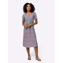 Classic Basics Damen Sommerkleid "Kleid"aqua, grapefruit, bedruckt, Gr. 50, gemustert, mehrfarbig, 100% Polyester, Kleider