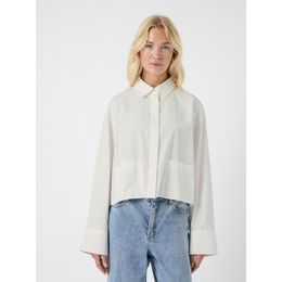 Y.A.S Damen Hemdbluse "YASLEE LS SHORT SHIRT S. NOOS"star wei&szlig;, Gr. 42, unifarben, Web, Obermaterial: 100% Baumwolle, Blusen, Baumwolle