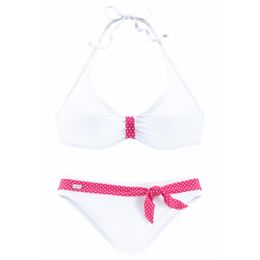 Buffalo Damen B&uuml;gel-Bikini, wei&szlig;, Gr. 34, Print-Einsatz, gepunktet, unifarben, Polyamid, Bikini-Sets, mit s&uuml;&szlig;en Kontrastdetails