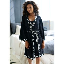 Damen Kimono, French Connection, Gr. 36, schwarz-wei&szlig;, Viskose, unifarben, Hausm&auml;ntel, im zeitlosen Schwarz-Wei&szlig;-Look