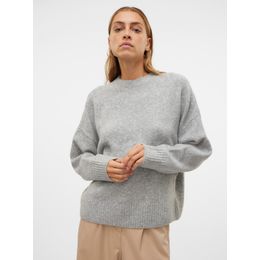 V&eacute;ro Moda VERO MODA Damen Strickpullover "VMBOOM LS O-NECK PULLOVER GA NOOS", grau, Gr. M, unifarben, Strick, Obermaterial: 85% Polyester, 7% Polyacryl, 5%