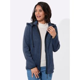 Fleecejacke Casual Looks, Damen, Gr. 40, blau (jeansblau, meliert), 100% Polyester, meliert, Jacken Fleecejacke