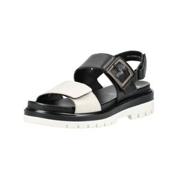 Ara Damen Riemchensandale "Ara Sandalen Leder", Gr. 37, schwarz-wei&szlig;, Leder, Schuhe