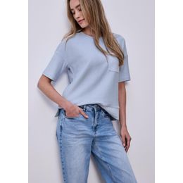 Street One Damen T-Shirtcashmere blau, Gr. 38, unifarben, Web, 60% Baumwolle, 40% Polyester, Shirts, mit Rundhalsausschnitt
