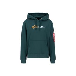 Hoodie Alpha Industries "Alpha Label Hoodie", Herren, Gr. M, gr&uuml;n (force gr&uuml;n), Obermaterial: 80% Baumwolle, 20% Polyester, regular fit, Sweatshirts Hoodie