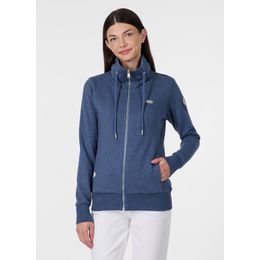 Ragwear Damen Sweatjacke "RONETTE A", blau, Gr. L, unifarben, angeraute Sweatware, Obermaterial: 70% Baumwolle, 30% Polyester, Sweatjacken,