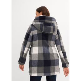 bonprix Damen Umstandsjacke "Woll-Umstandsjacke mit Teddyfutter / Tragejacke", blau, Gr. 40, kariert, Web, Obermaterial: 95% Polyester, 5% sonstige