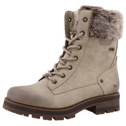 Mustang Shoes Damen Winterstiefelette "Darleen", Gr. 38, beige, Lederimitat, Textil, used, Schuhe, Winterboots mit Fellimitatkragen