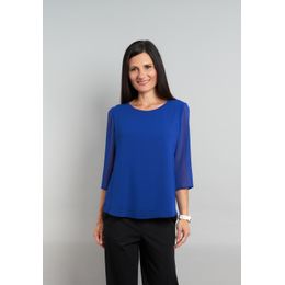 Chiffonbluse Seidel Moden, Damen, Gr. 48, blau, Single Jersey, Obermaterial: 100% Polyester. Obermaterial 2: 95% Viskose, 5% Elasthan, unifarben, l&auml;ssig geschnitten h&uuml;ftbedeckend, Rundhals, Blusen Chiffonbluse, MADE IN GERMANY, Topseller