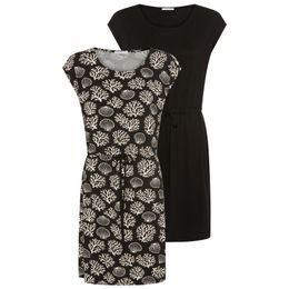 Tamaris Damen Jerseykleid "im Set, aus elastischer Viskosemischung"schwarz, gemustert, Basic, Gr. 36, unifarben, Single Jersey, Obermaterial: 95%