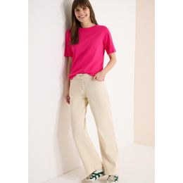Cecil Damen T-Shirtbeetroot pink, Basic, Gr. XL, unifarben, Web, 100% Baumwolle, Shirts, mit U-Boot-Ausschnitt