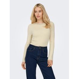 Only Damen Rundhalspullover "ONLNATASCHA LS BLING O-NECK CC KNT", silber, Gr. XL, unifarben, Strick, Obermaterial: 80% Viskose, 20% Nylon, Pullover