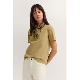 Bugatti Damen T-Shirt "Elastisch"130, moos, Gr. L, unifarben, 95% Baumwolle, 5% Elasthan, Shirts, mit Rundhals-Ausschnitt