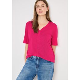 Cecil Damen V-Shirtbeetroot pink, Gr. M, unifarben, Jersey, Obermaterial: 50% Baumwolle, 50% Modal, Shirts, Sommershirt im Tunika-Look