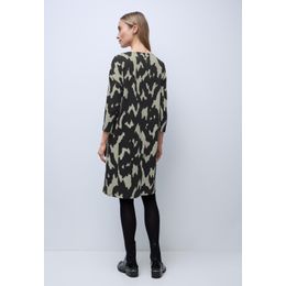 Street One Damen Midikleid, schwarz, Gr. 38, gemustert, Stoff, 64% Polyester, 33% Viskose, 3% Elasthan, Kleider, knielang