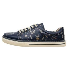 DOGO Damen Sneaker "Classic Schn&uuml;rsneaker Stay-At-Hogwarts Damen Sneaker", Gr. 41, blau, Lederimitat, Schuhe, Handgefertigt