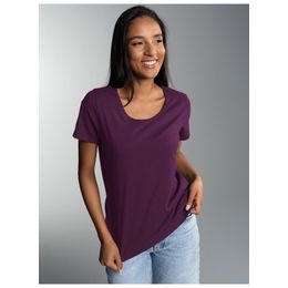 TRIGEMA Damen T-Shirt "TRIGEMA Damen T Shirt aus Biobaumwolle"aubergine, Basic, Gr. L, Single Jersey, 100% Baumwolle (Bio-Baumwolle kbA), Shirts