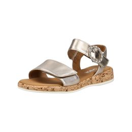 Gabor COMFORT Damen Riemchensandale "Gabor Comfort Sandalen Glattleder", Gr. 40, silber, Glattleder, Schuhe