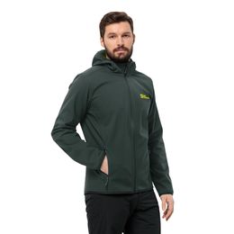 Softshelljacke Jack Wolfskin "BORNBERG HOODY", Herren, Gr. M, schwarz (schwarz olive), Softshell, Obermaterial: 100% Polyester, unifarben, Jacken Softshelljacke, atmungsaktiv, leicht, &Uuml;bergangsjacke