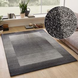 Wollteppich Theko, B:70cm H:9mm L:140cm, grau, Wolle, Wohnzimmer, Teppiche, "Gabbeh Super, Handweb, auch als L&auml;ufer erh&auml;ltlich, reine Wolle",