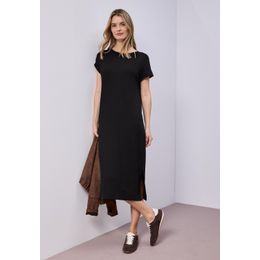 Street One Damen Jerseykleid, schwarz, Gr. 44, unifarben, Jersey, 75% Viskose, 20% Polyester, 5% Elasthan, Kleider, mit Rundhalsausschnitt