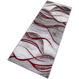 Teppich OTTO HOME, B:80cm H:9mm L:300cm, rot, Kunstfaser, Wohnzimmer, Teppiche, "Tritom", mit besonders weichem Flor, Kurzflor, modernes Wellen Muster