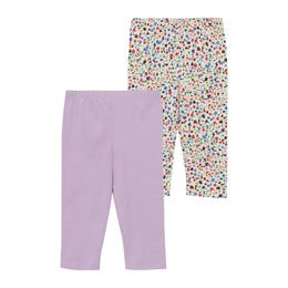 s.Oliver JUNIOR M&auml;dchen 3/4-Leggingsbeige aop, lavender, Gr. 176, bedruckt, gemustert, unifarben, Jersey, Obermaterial: 95% Baumwolle, 5% Elasthan,