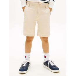 Shorts Tommy Hilfiger "1985 CHINO SHORT", Jungen, Gr. 14 (164), N-Gr, classic beige, Web, Obermaterial: 97% Baumwolle, 3% Elasthan, straight fit, Hosen Shorts, mit Logostickerei