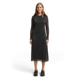 Damen Midikleidschwarz with silber, Gr. S, Tom Tailor Denim, gl&auml;nzend, Mesh, Obermaterial: 85% Polyamid, 15% Elasthan. Futter: 100% Polyester,