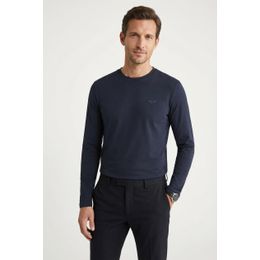 JOOP! JOOP JEANS Herren Langarmshirt "JJJ-33Alphis-L", blau, Gr. L, clean, unifarben, Jersey, Obermaterial: 100% Baumwolle, Shirts, mit Logostickerei