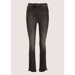 Madeleine Mode MADELEINE Damen Regular-fit-Jeans "Jeans Five-Pocket-Hose mit schr&auml;gem Beinsaum", grau, Modern, Gr. 34, Obermaterial: 99% Baumwolle CO. 1% Elasthan