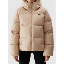 4F Damen Daunenjacke, beige, Gr. XL, unifarben, Steppware, Obermaterial: 100% Polyester. Futter: 100% Polyester. Wattierung: 90% Daunen, 10% Federn,
