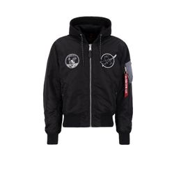 Bomberjacke Alpha Industries "MA-1 VF Hood Dark Side", Herren, Gr. 3XL, schwarz (schwarz, reflective), Obermaterial: 100% Nylon; Futter: 100% Nylon; F&uuml;llung: 100% Polyester, Jacken Bomberjacke