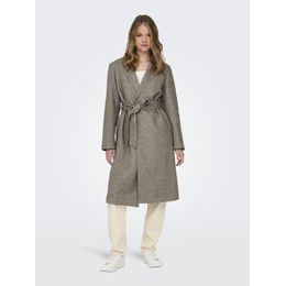 Only Damen Langmantel "ONLNICOLE LIGHT WRAP COAT CS OTW", braun, Gr. L, meliert, Web, Obermaterial: 85% Polyester, 15% Baumwolle, M&auml;ntel