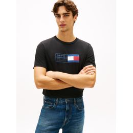 Tommy Hilfiger Herren T-Shirt "BRAND LOVE TEXT BOX"schwarz, Gr. L, Single Jersey, Obermaterial: 100% Baumwolle, Shirts, regular fit, gerippter