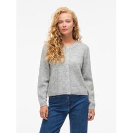 Vila Damen Strickjacke "VILORY O-NECK L/S KNIT CARDIGAN-NOOS", grau, Gr. XXL, unifarben, Rippstrick, Obermaterial: 45% Polyamid, 20% Wolle, 19%