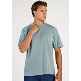 LINDBERGH Herren Kurzarmshirt, blau, Gr. XL, bedruckt, unifarben, Jersey, Obermaterial: 100% Baumwolle, Shirts, mit LINDBERGH-Pressung