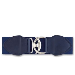 Bernd G&ouml;tz Tailleng&uuml;rtel BERND G&Ouml;TZ "Tailleng&uuml;rtel mit Stretch und gro&szlig;er silberner Ringschlie&szlig;e", Damen, Gr. 70, blau (marine), Kunstfaser, G&uuml;rtel