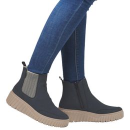 Rieker Damen Chelseaboots, Gr. 40, blau, Nubuklederimitat, Schuhe, Schlupfboots, Keilstiefelette mit Anziehlasche