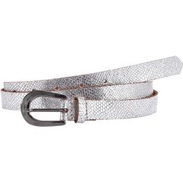Lascana Damen H&uuml;ftg&uuml;rtel "Lederg&uuml;rtel, schmaler G&uuml;rtel, Anzugg&uuml;rtel", silber, festlich, Gr. 85, Reptilienpr&auml;gung, Schlangenoptik, Strukturmuster,