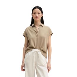 Marc O'Polo MARC O'POLO Damen Poloshirtearthy taupe, Gr. L, Jersey, Obermaterial: 100% Baumwolle, Shirts, oversized, aus leichtem Jersey