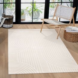 Teppich Paco Home "Luzern 653", beige (creme), B:80cm H:13mm L:150cm, Polyester, Teppiche, Teppich, Kurzflor, Uni Farben, Hoch-Tief-Struktur, Scandi Design