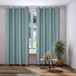Vorhang Kutti, B:140cm H:175cm, blau, Polyester, Wohnzimmer, Gardinen, "Dimout", Verdunkelung, Thermo, isolierend, einfarbig