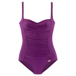 Lascana Damen Badeanzug "Saphir", pink, Gr. 42, unifarben, Polyamid, Badeanz&uuml;ge, mit Raffungen und Shaping-Effekt