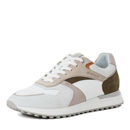 Marco Tozzi Herren Sneaker, Gr. 46wei&szlig; kombiniert, Leder, kontrastfarbene Details, Schuhe, Freizeitschuh, Halbschuh, Schn&uuml;rschuh mit Kontrastbes&auml;tzen