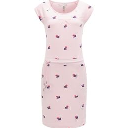 Ragwear Damen Sommerkleid "Penellope Print YOUMODO", rosa, Gr. S, Sweatware, 100% Baumwolle, Kleider, leichtes Strand-Kleid mit stylischem Print